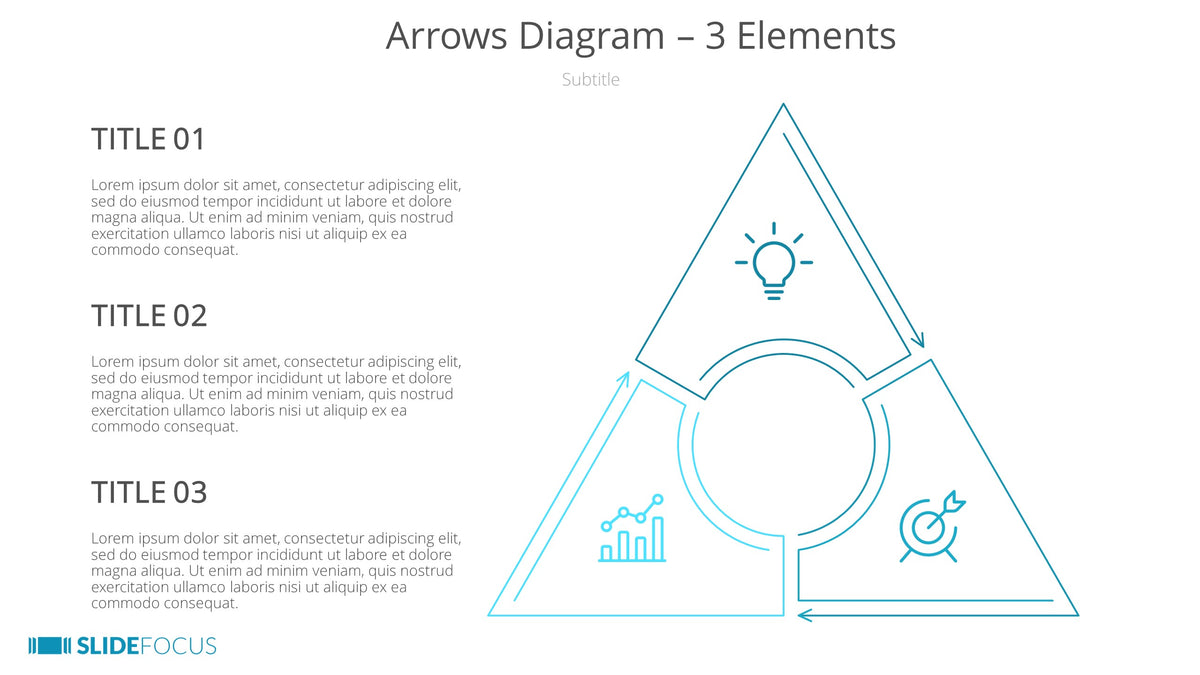 Arrows Diagram 3 Elements – Slidefocus: Presentation Made Simple